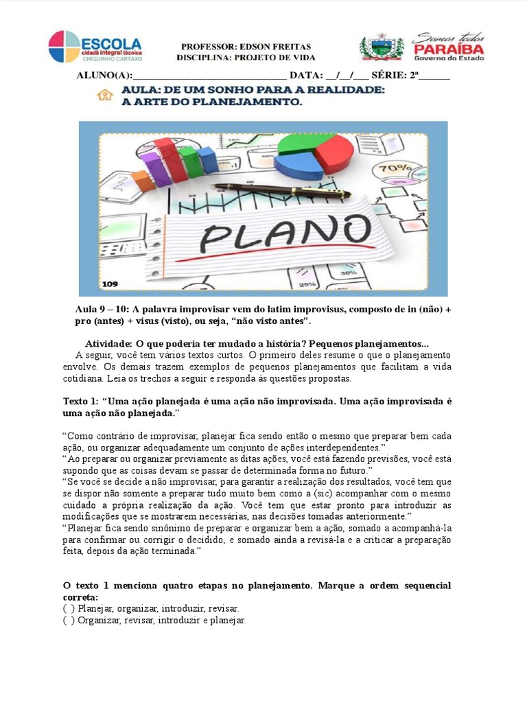 Aula 9 10 Projeto De Vida Pdf