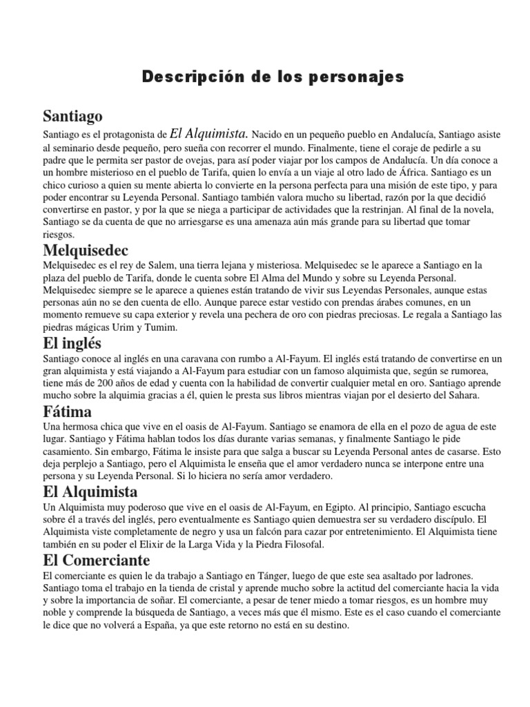 Personajes de El Alquimista | PDF | Alquimia