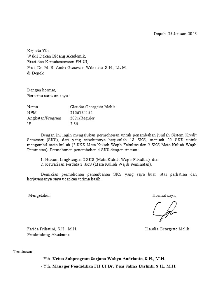 Form Surat Pengajuan Permohonan SKS (2021) | PDF