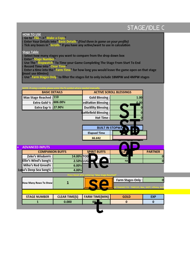 Copia de Stage - Idle Calculator - Slayer Legend | PDF