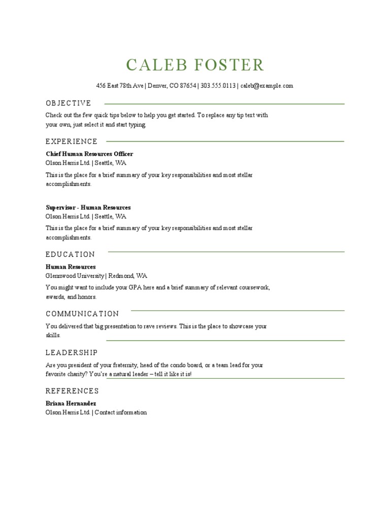 ATS Basic HR Resume | PDF