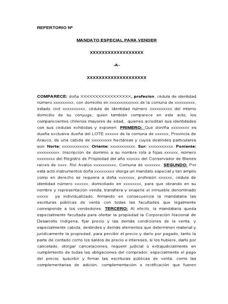 Formato Mandato para Vender | PDF | Propiedad | Ley común