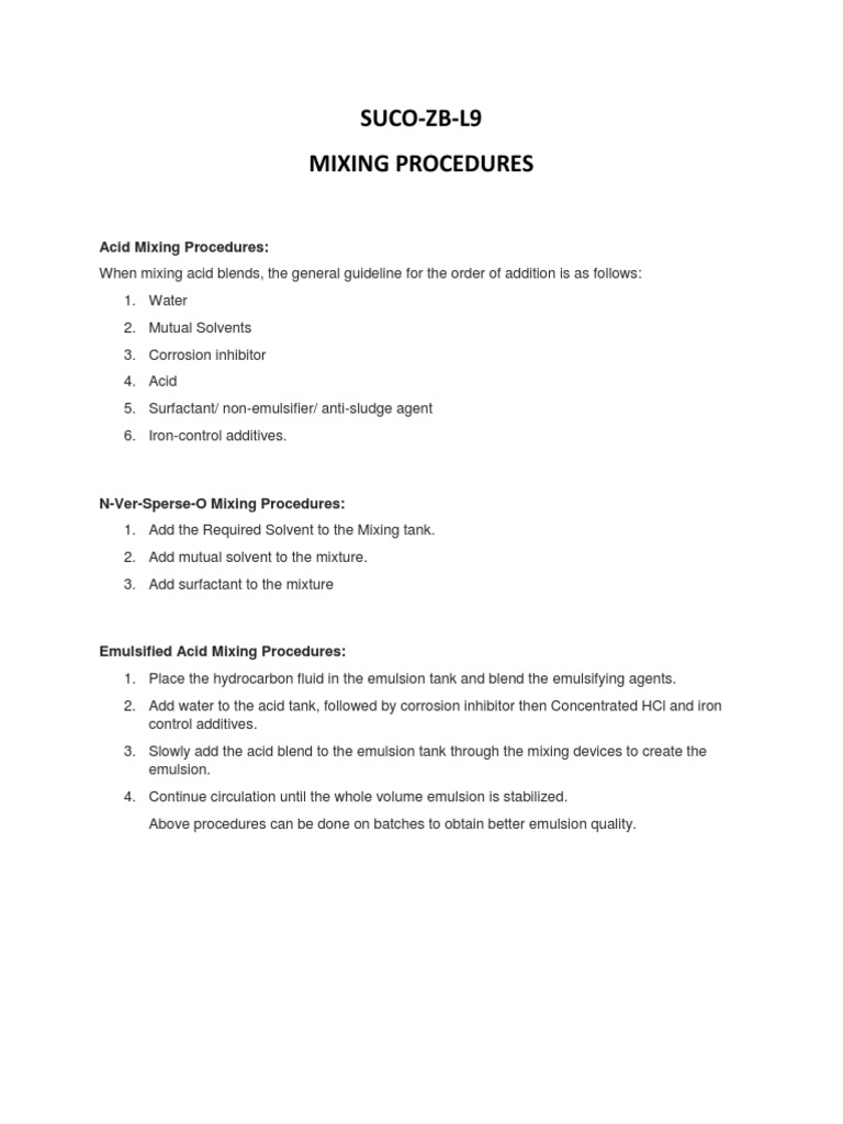 Mixing Procedures | PDF