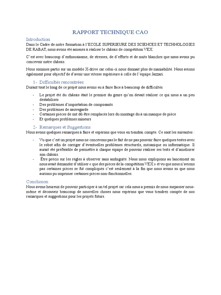 Exemple De Rapport Technique Gratuit – PEKB