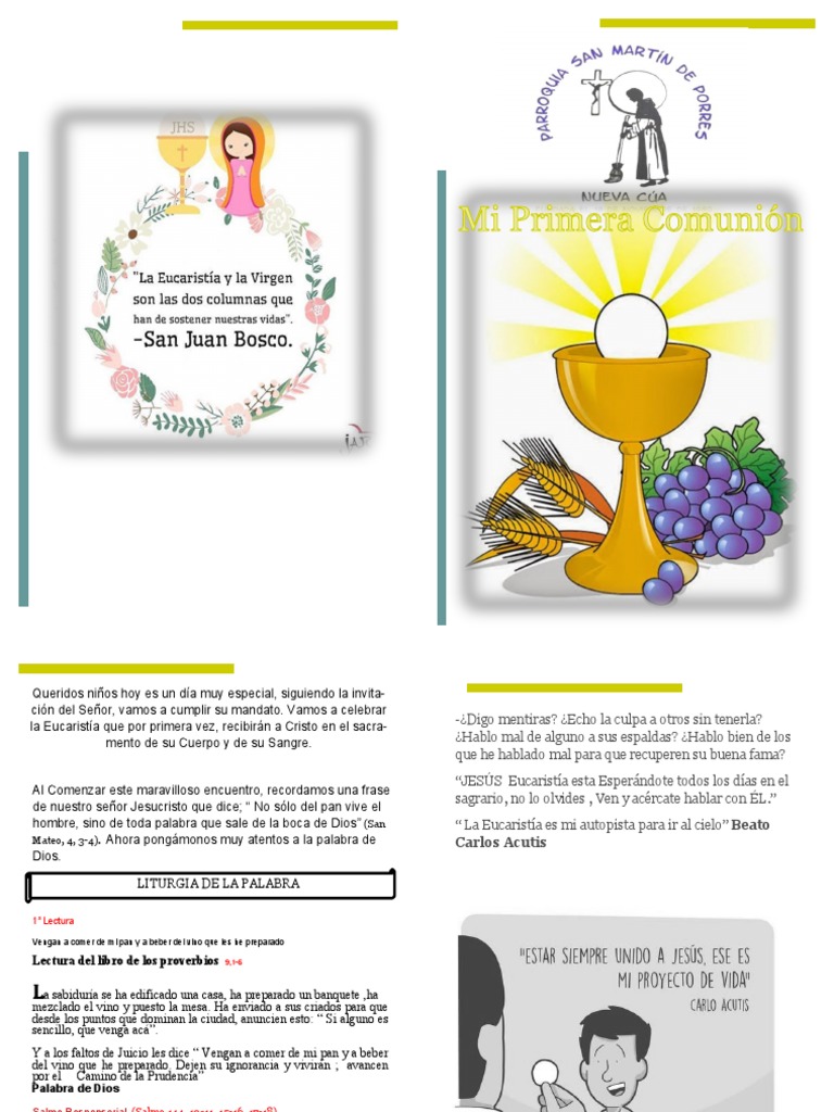 Primera Comunión Pdf Eucaristía Misa Liturgia