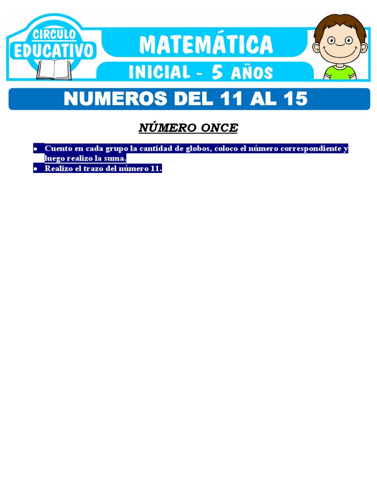 Numeros Del 11 Al 15 para Ninos de Cinco Anos | PDF