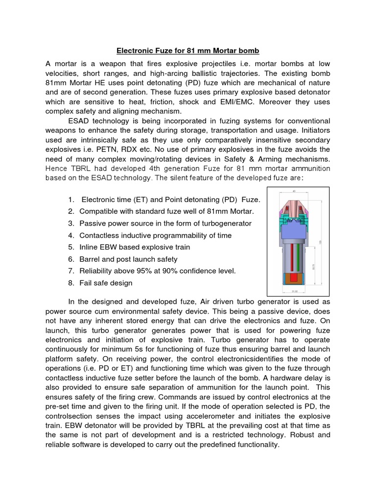 81mm Mortar One Page | PDF | Fuze | Mortar (Weapon)