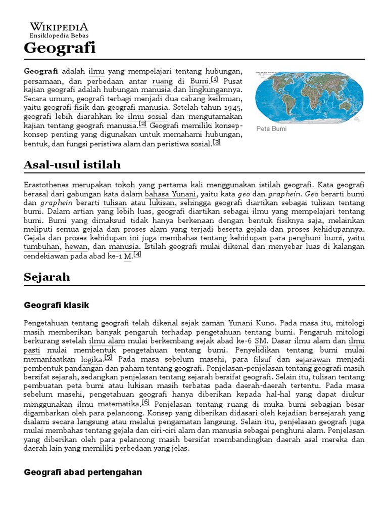 Geografi - Wikipedia Bahasa Indonesia, Ensiklopedia Bebas | PDF