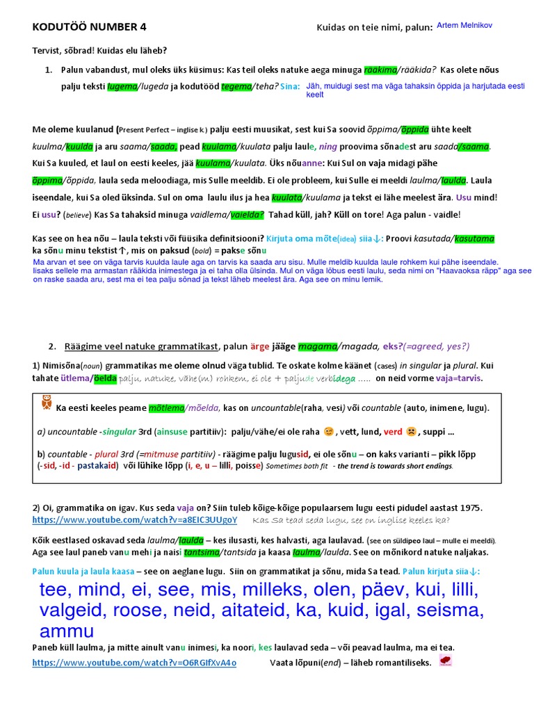 Kodutöö Number 4 | PDF