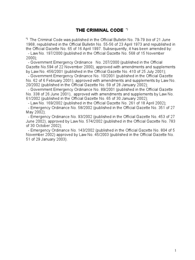 Present Criminal Code | PDF | Life Imprisonment | Crime & Violence