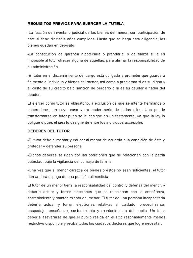 Requisitos Previos para Ejercer La Tutela | PDF | Jurisdicción | Pensión alimenticia