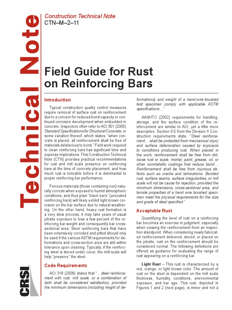 Field Guide For Rust On Reinforcing Bars Pdf Rust Corrosion 