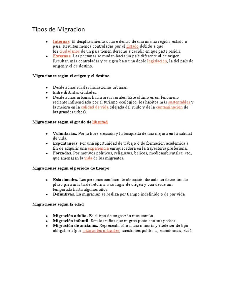 Tipos de Migracion | PDF