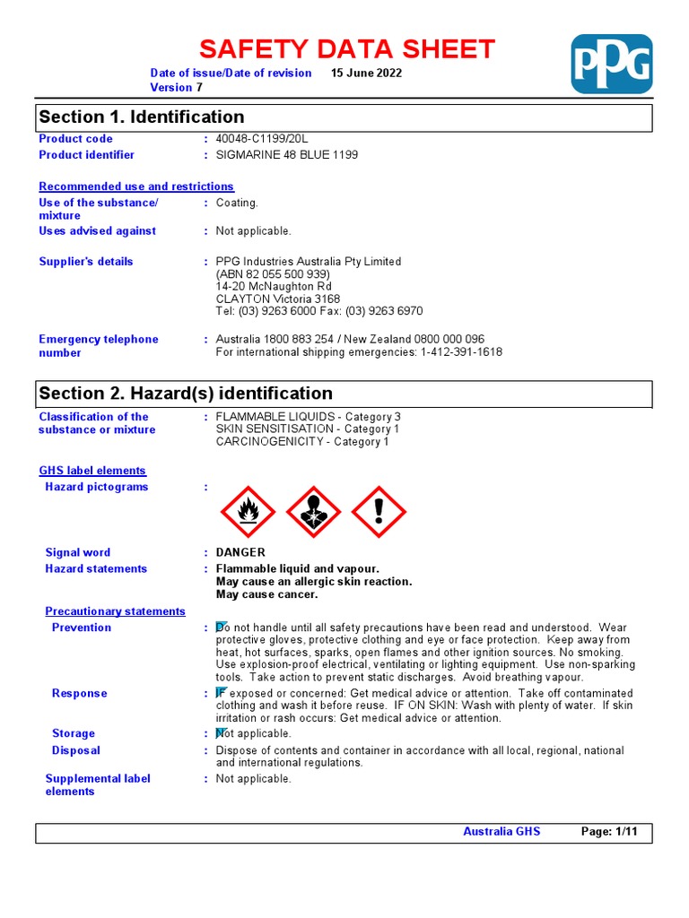 Sigmarine 48 Blue 1199 | PDF | Dangerous Goods | Toxicity