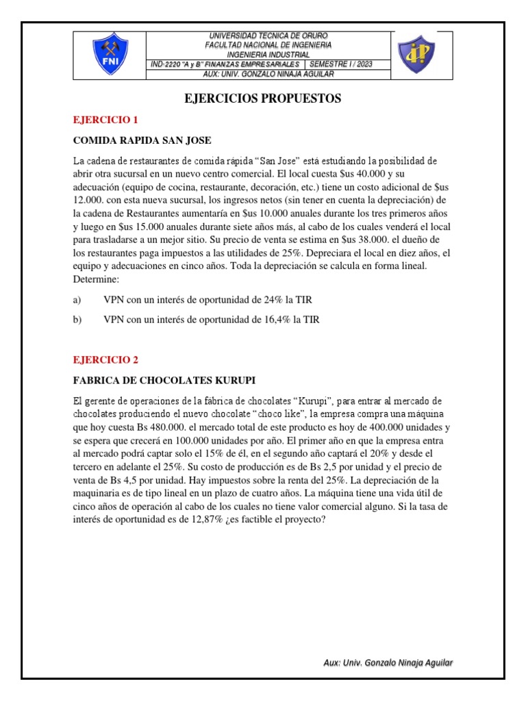 Ejercicios pro clase2.4. IND2220 A y B | PDF