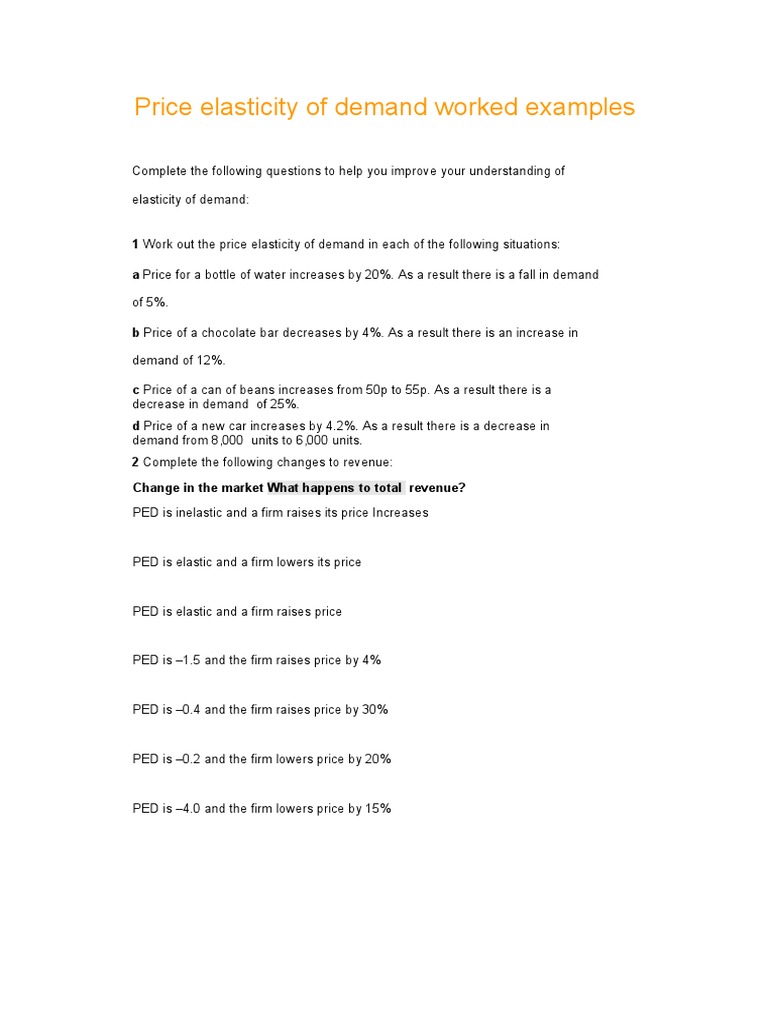 Elasticity of Demand Practice Questions | PDF | Business | Technology ...