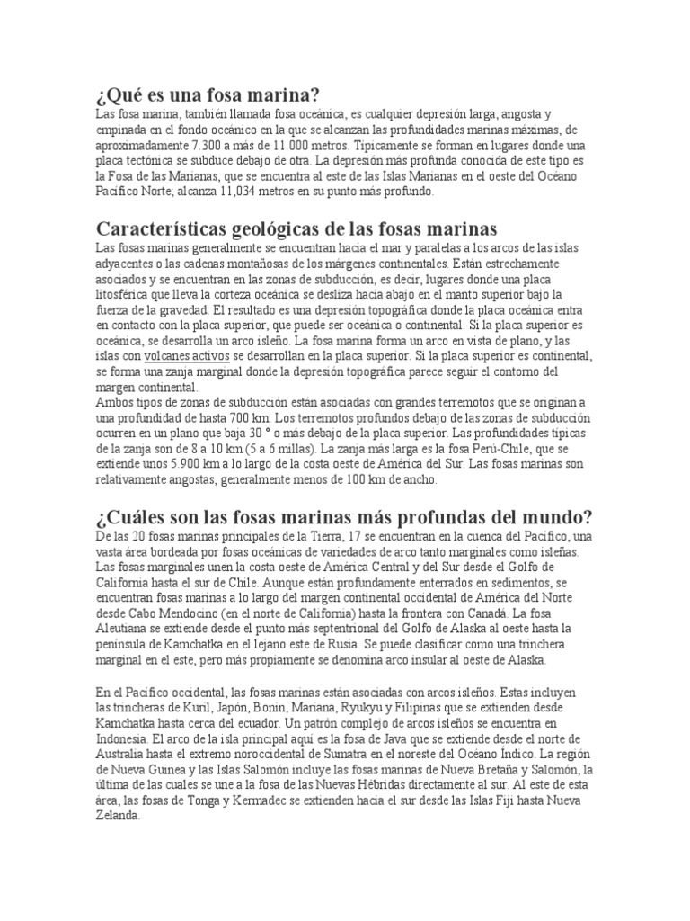 Qué Es Una Fosa Marina | PDF | océano Pacífico | Geología