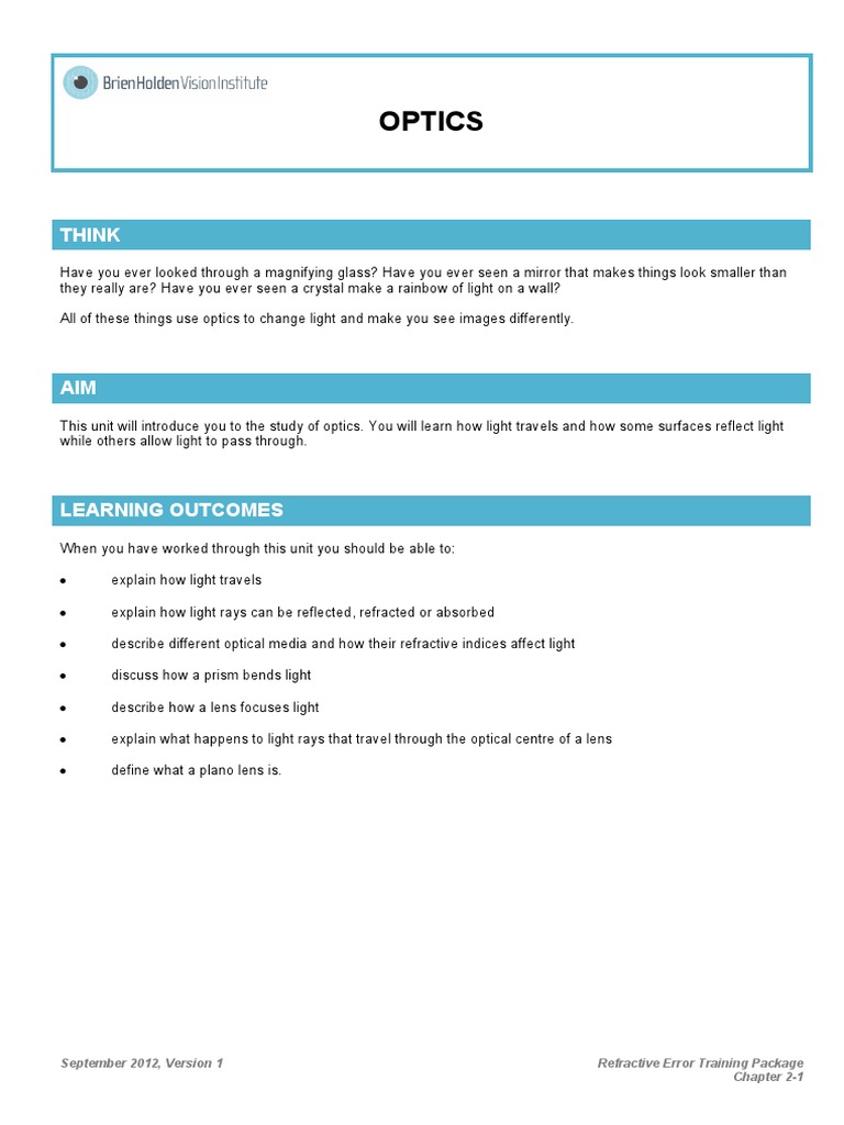 Optics | PDF | Refraction | Optics Optics | PDF | Refraction | Optics
