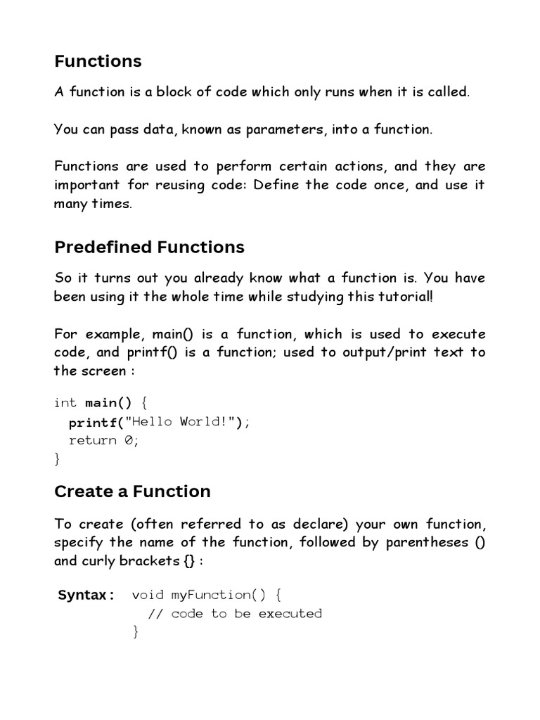 C Functions | PDF | Parameter (Computer Programming) | Software Development