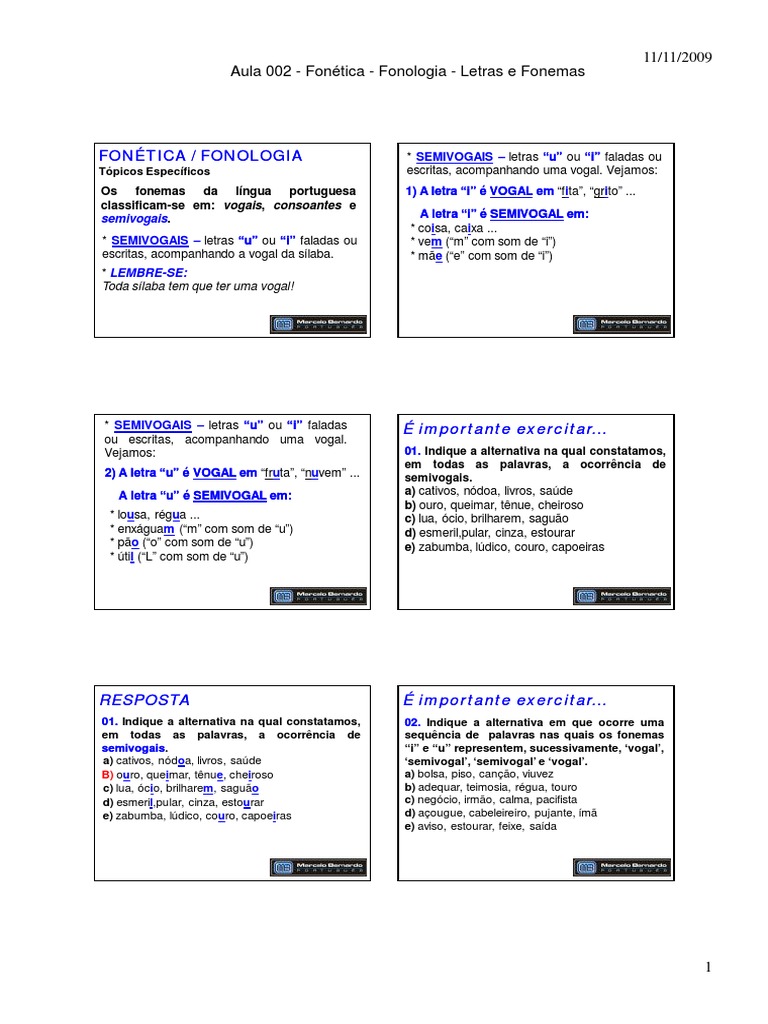 Aula 002 - Fonética - Fonologia - Letras e Fonemas | PDF