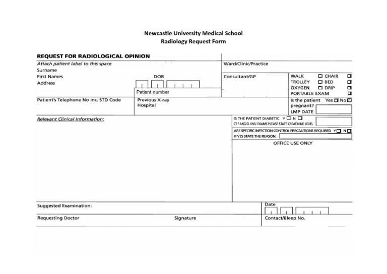 Radiology Request Form - Editable | PDF