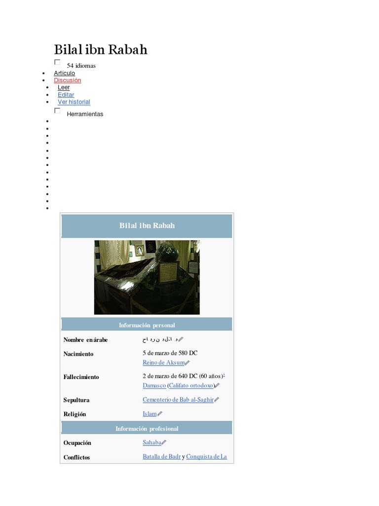 Bilal Ibn Rabah | PDF | Mahoma | Religiones abrahámicas
