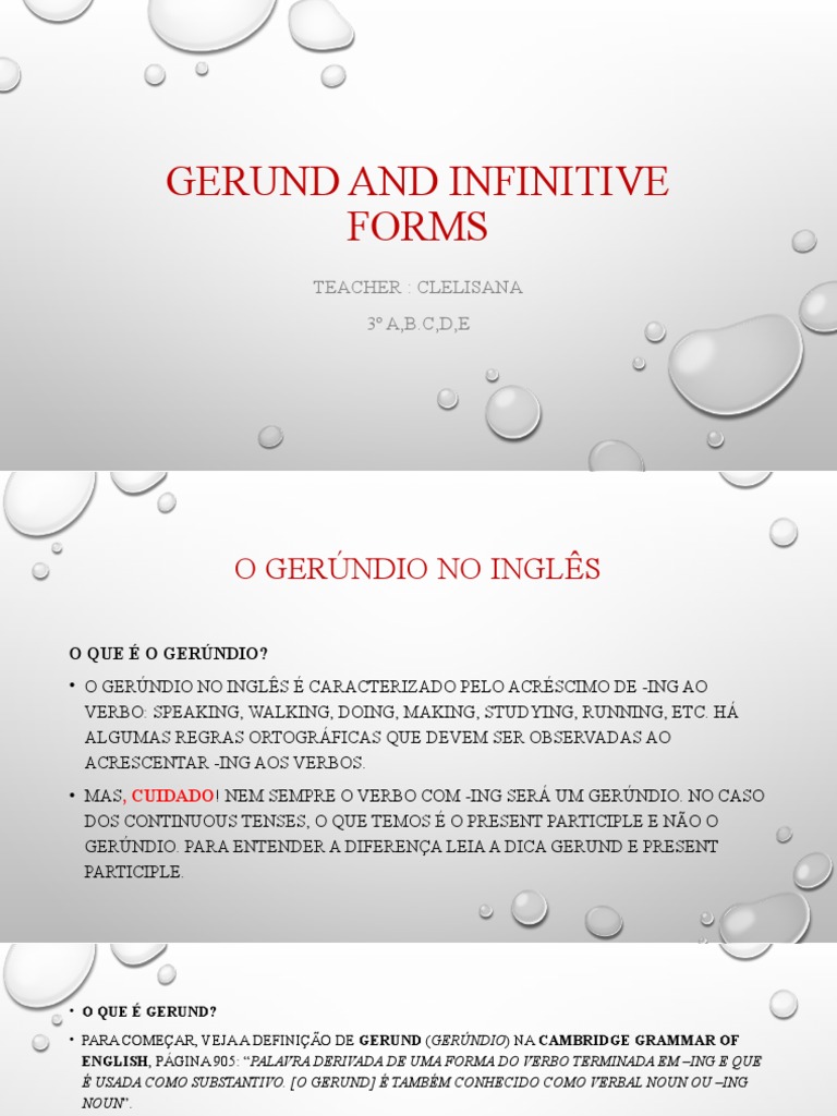 Gerund and Infinitive Forms Slides | PDF | Tipologia linguística ...
