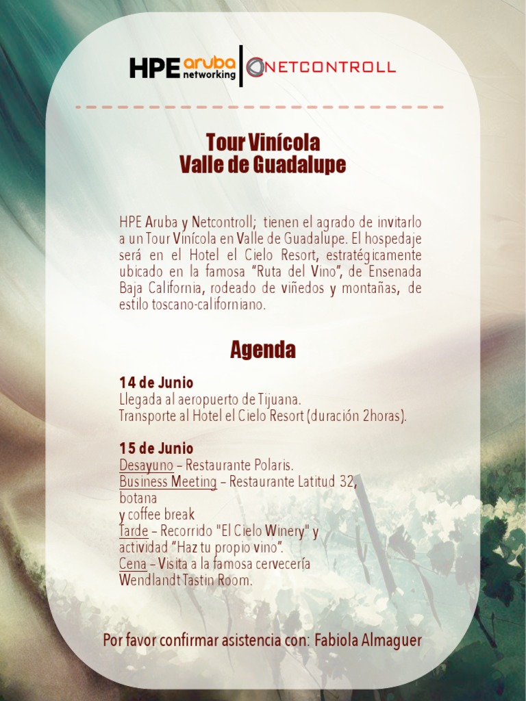 Invitación Tour Valle de Guadalupe | PDF