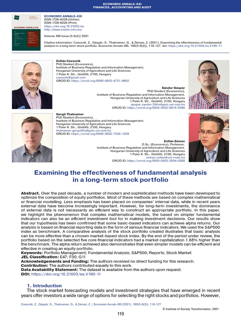 Examining The Effectiveness of Fundamental Analysis in A Long-Term Stock Portfolio | Download ...