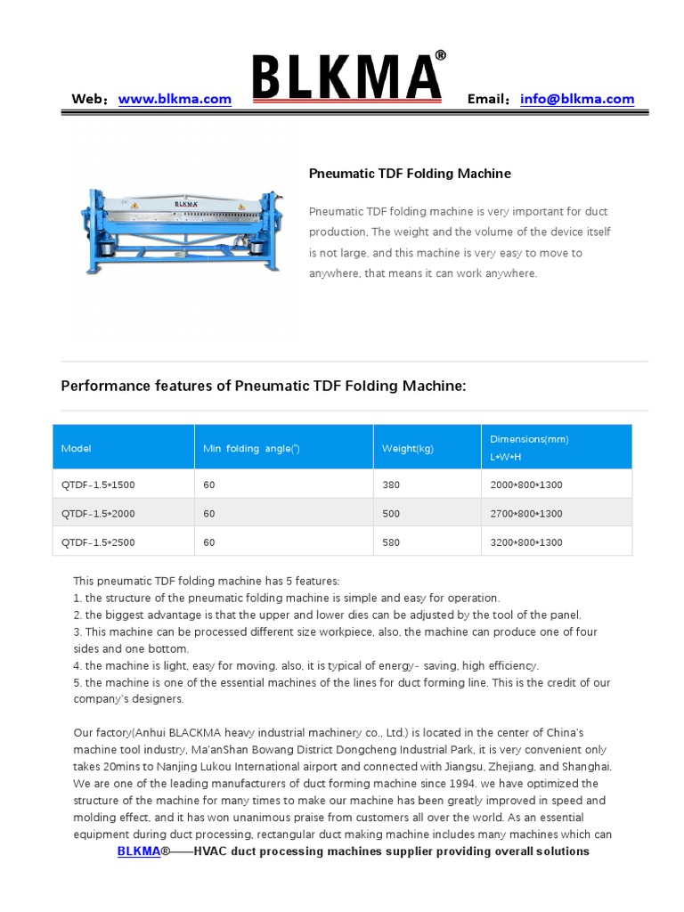 Pneumatic TDF Folding Machine | PDF | Machines | Duct (Flow)
