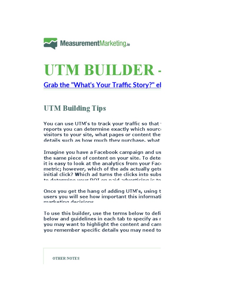 MeasurementMarketing.io UTM Builder - Traffic Tracker [TEMPLATE ...