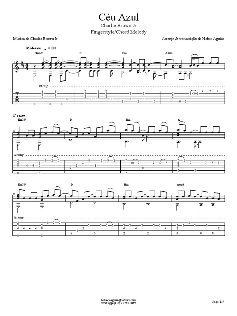 CÃ©u Azul - Charlie Brown JR - Fingerstyle (Tablatura & Partitura) | PDF