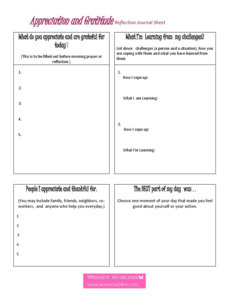 Gratitude and Reflection Journal Template | PDF | Science & Mathematics