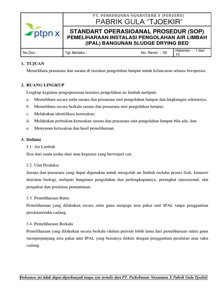 SOP Pemeliharaan SDB | PDF