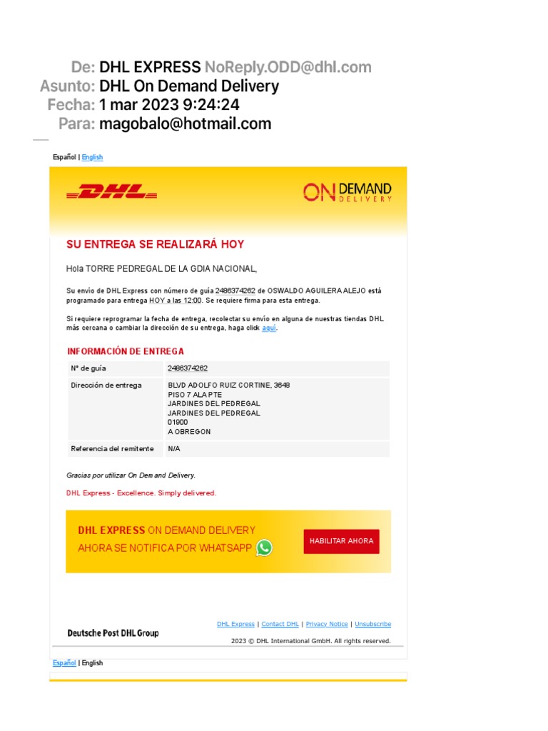 DHL On Demand Delivery | PDF