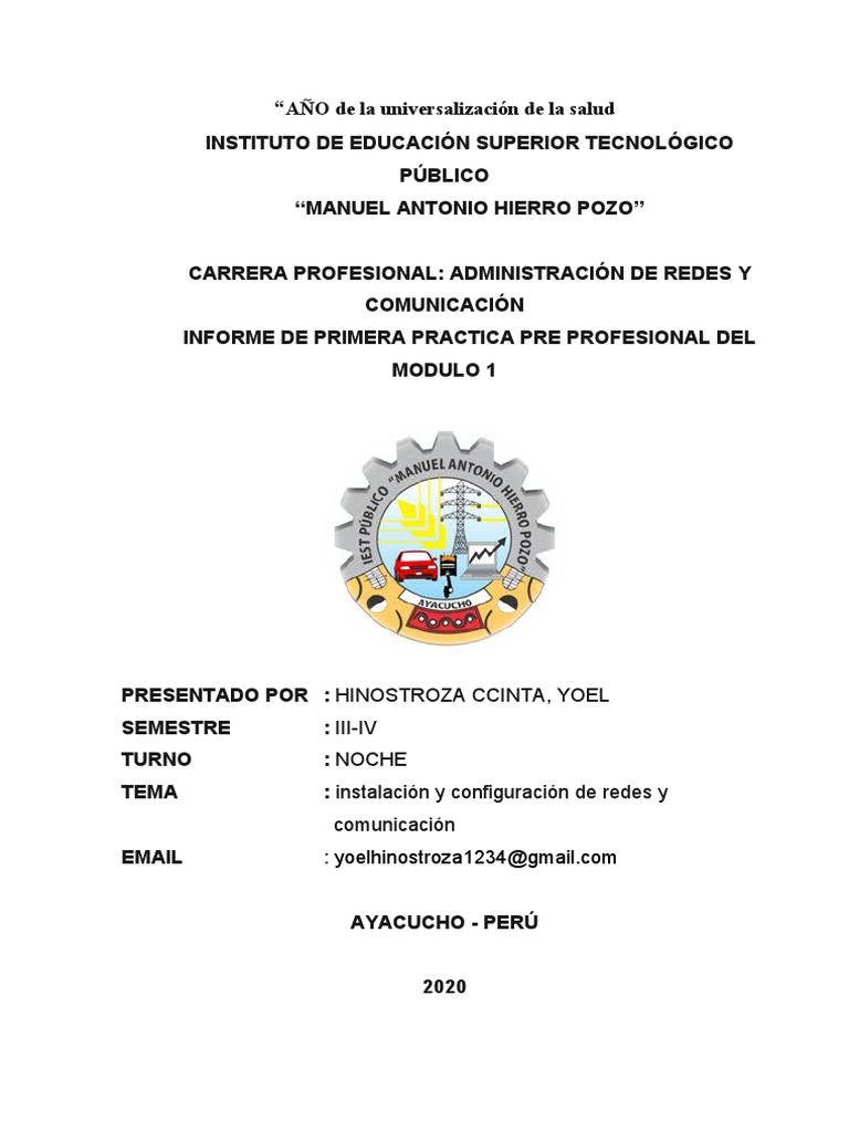 Informe De Segunda Practica Yoel Hinostroza Ccinta Pdf Soporte