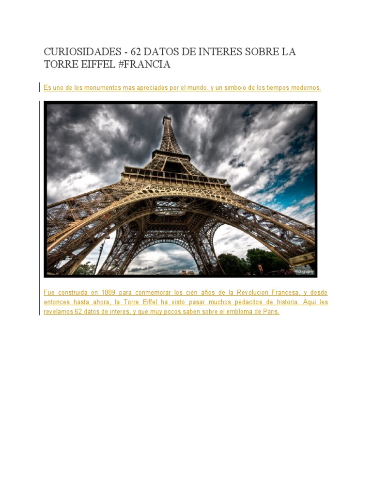 Curiosidades Torre Eifel | PDF
