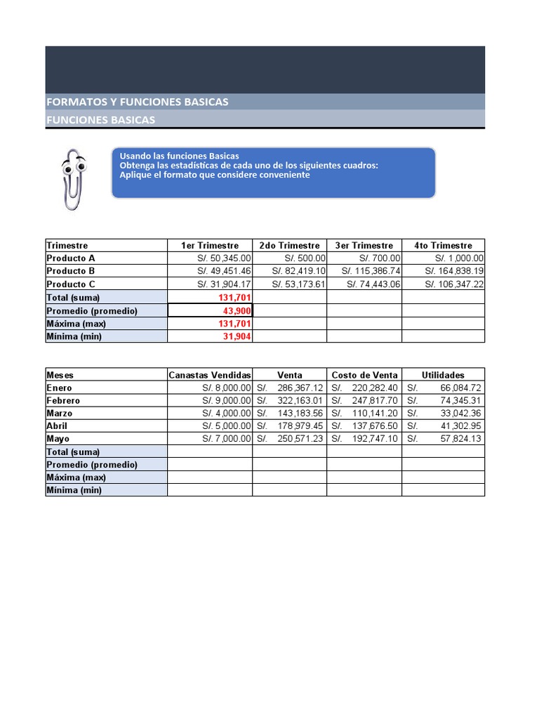 Prractica Funciones Basicas de Excel 2023 | PDF