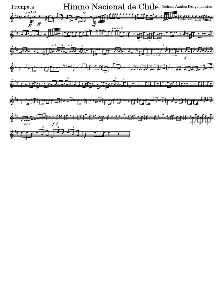 Himno Nacional de Chile-Trompeta en Sib | PDF