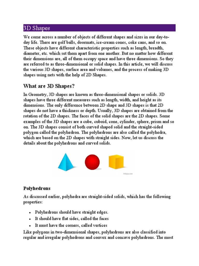 3D Shapes | PDF | Shape | Vertex (Geometry)