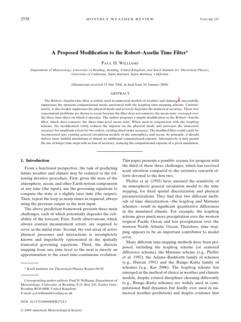 Paul Williams Time Filter 2009 | PDF | General Circulation Model