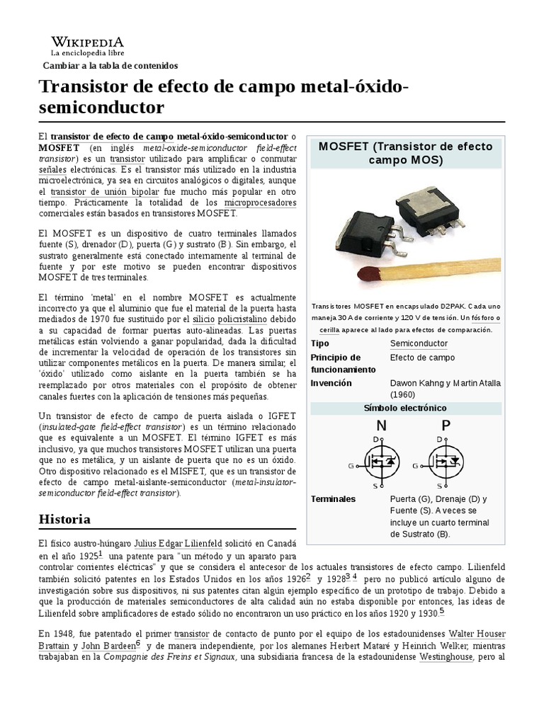 Transistor MOSFET: Estructura y Función | PDF