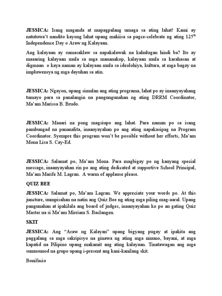 Independence Day Celebration Emcee Script | PDF