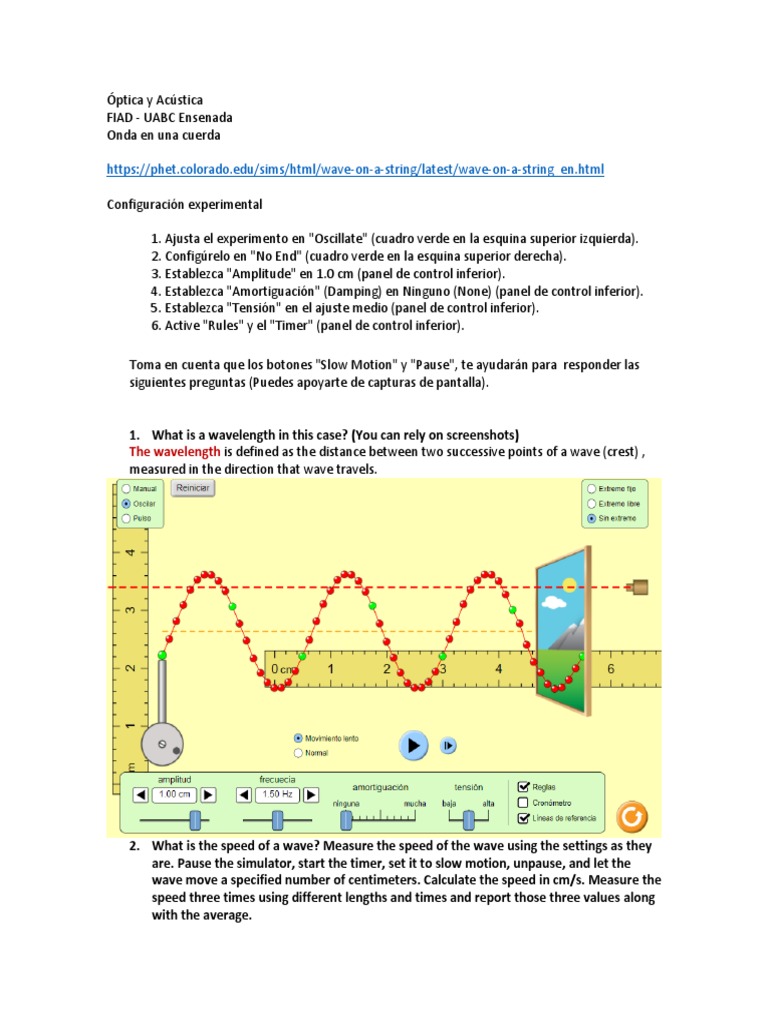 Virtual Lab Waves On A String - EstrellaHernandez | PDF | Wavelength ...