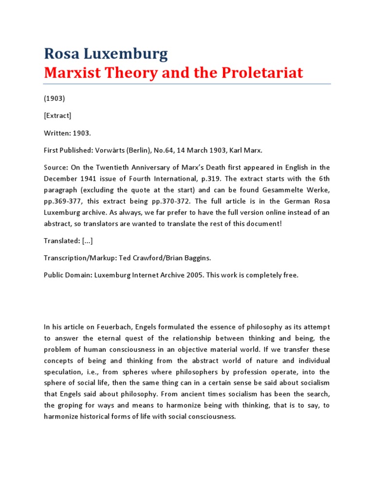 Marxist Theory and The Proletariat | PDF | Karl Marx | Marxism