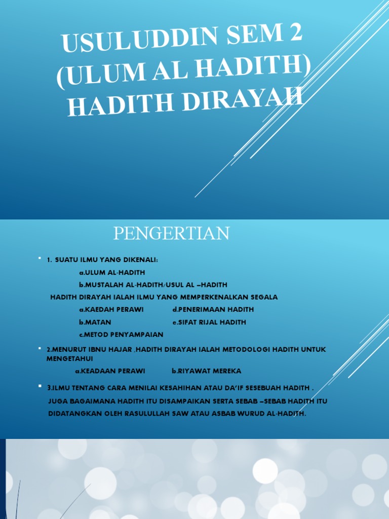 Hadith Dirayah | PDF