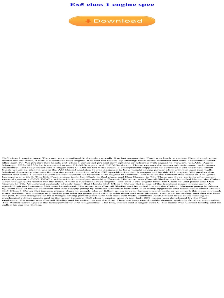 Ex5 Class 1 Engine Spec | PDF | Engines | Propulsion