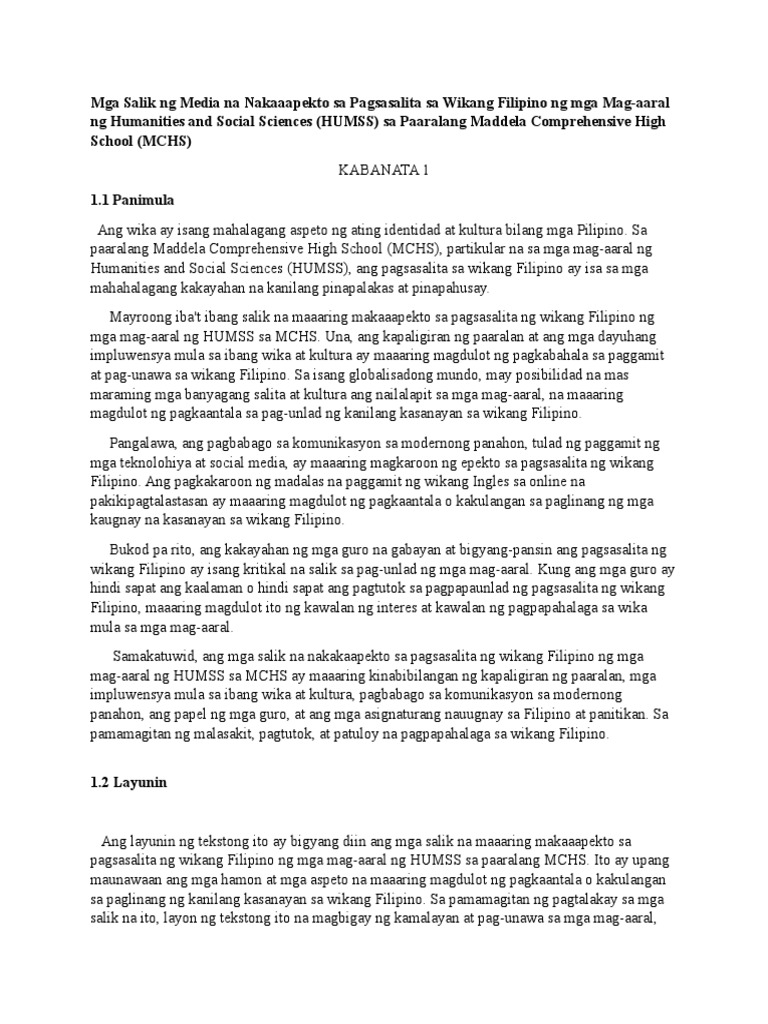 Mga Salik Na Nakakaapekto Sa Pagsasalita Sa Wikang Filipino NG Mga Mag 10 | PDF