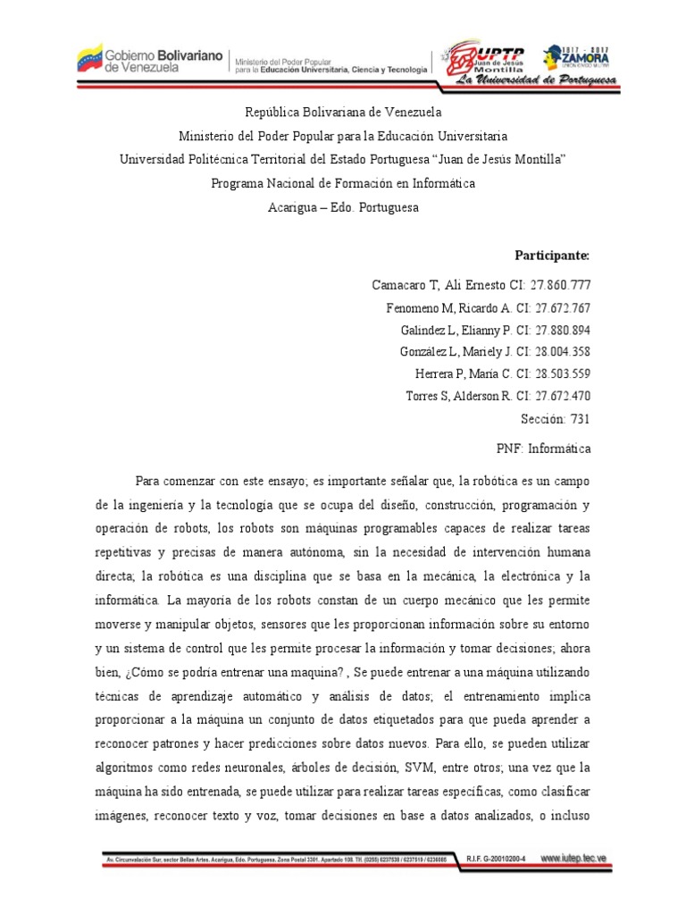 Introduccion A La Robotica - Mariely Gonzalez 731 | PDF | Robot | Robótica