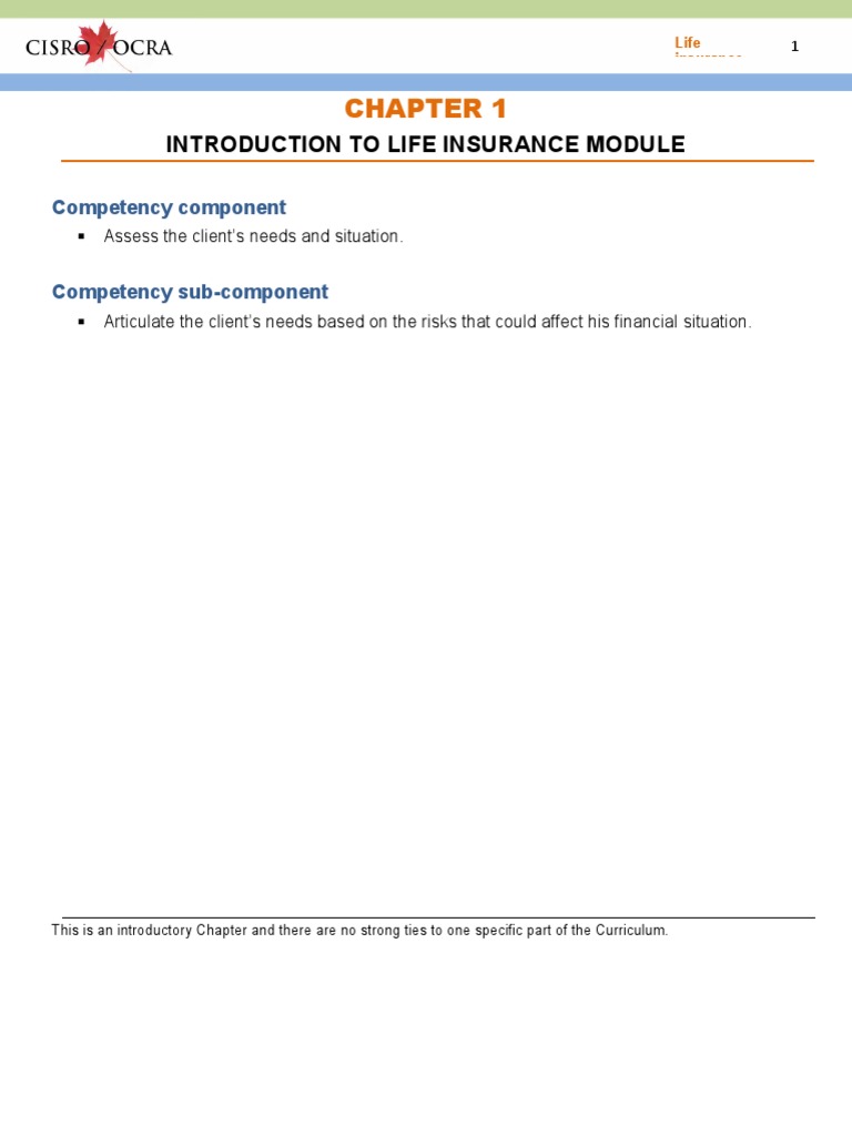 Life Insurance Module Chap 1 - 3 Students | PDF | Insurance | Life ...